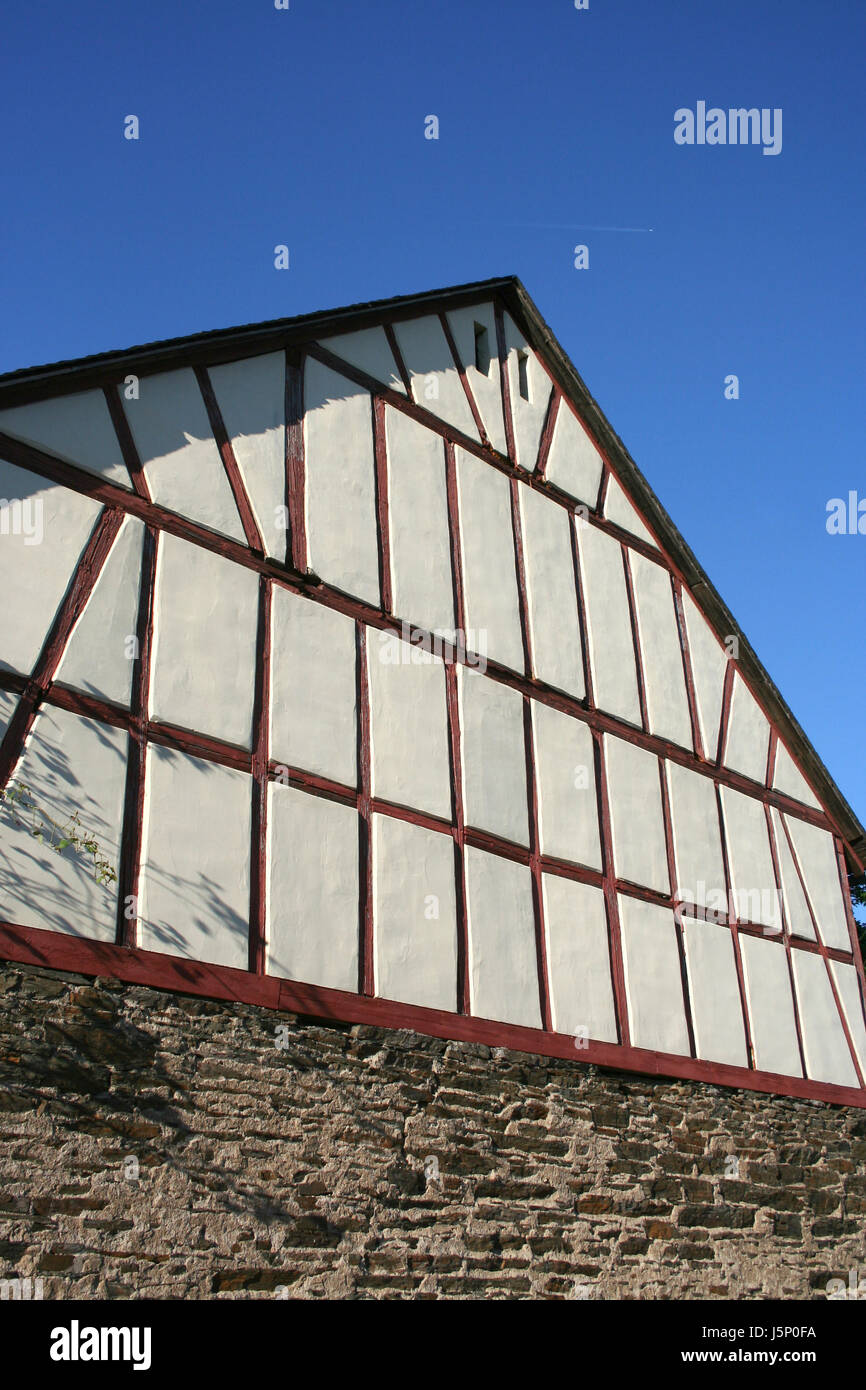 blue house building beam blank european caucasian frame-work typical ...