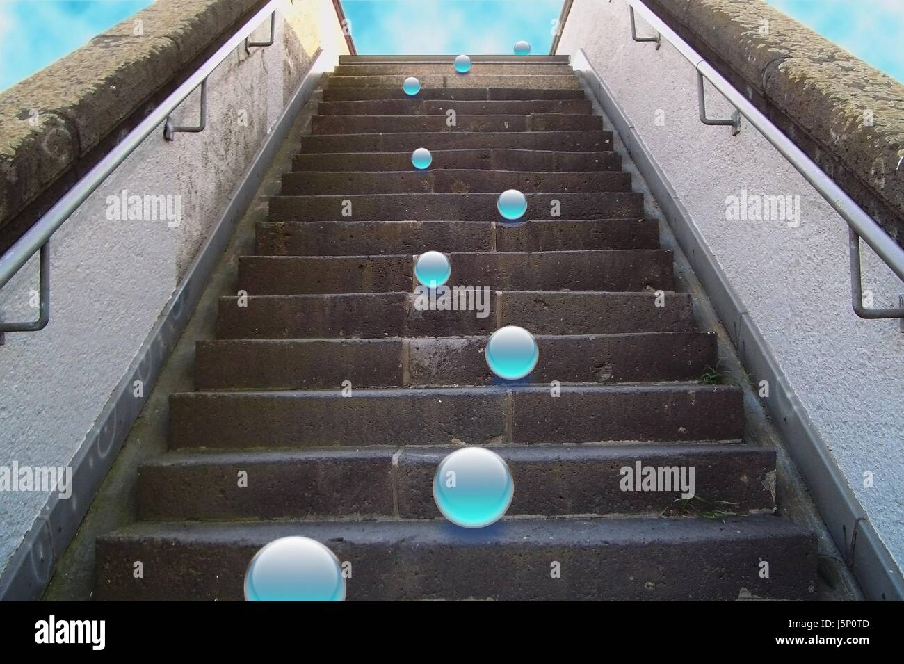 stairs upwards stone spring bouncing bounces hop skipping frisks ...