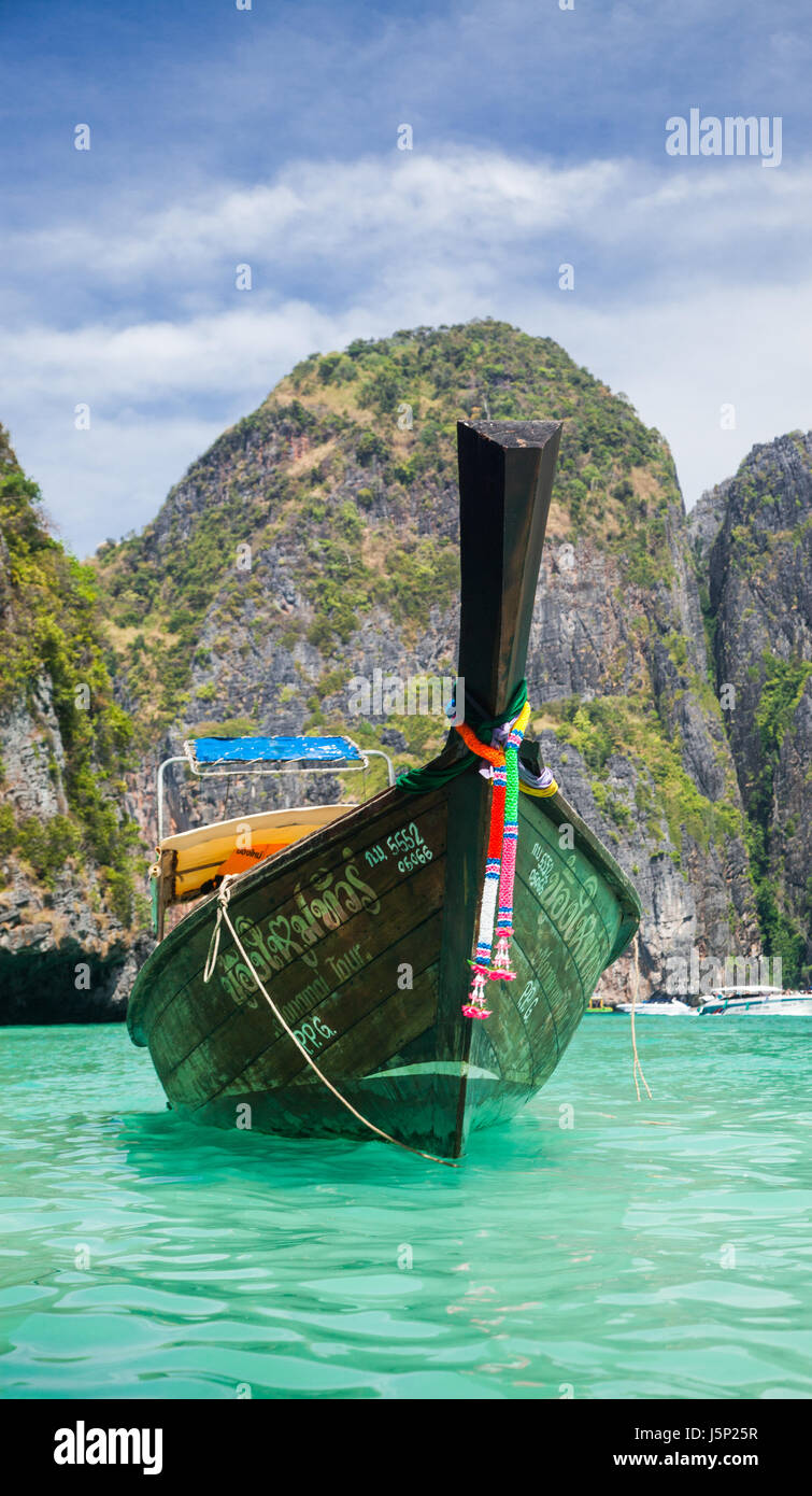 KO PHI PHI, THAILAND, February 1, 2014: Traditional long tail boats on ...