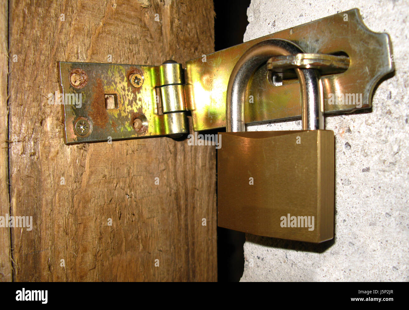 wood completed seal shutter lock safeguard old building cellar secured ...