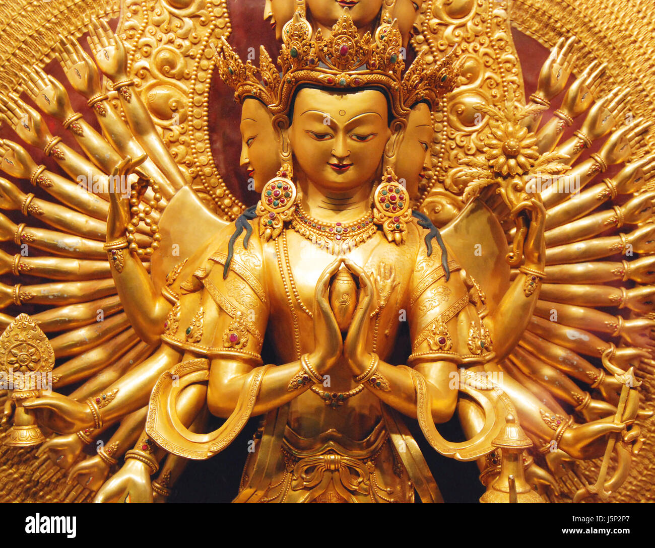 religion belief god golden gilt heads poor man gorgeous deity buddhist ...