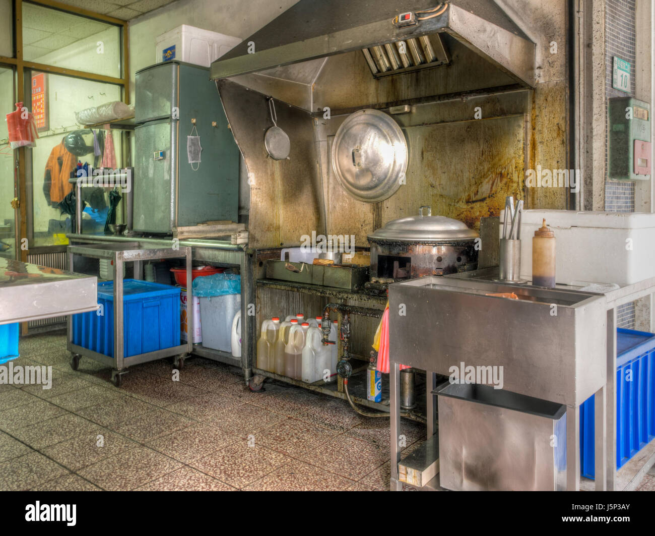 Tainan, Taiwan - October 11, 2016: Kitchen with dishes located on a ...
