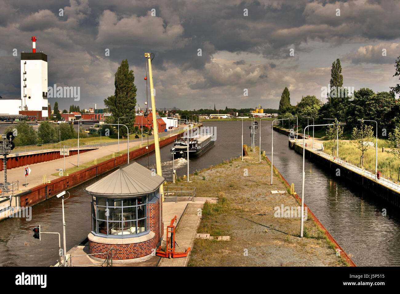 city town tree trees power station lamps Hanseatic city sluice bar ...