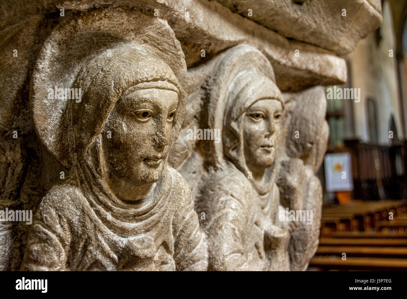 Mozac. Saint-Pierre Abbey Church. Capital of the Holy Women at the Tomb ...
