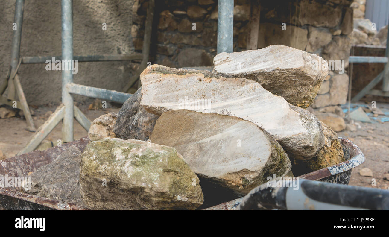 Of the stone has just been cut for a renovation project Stock Photo - Alamy