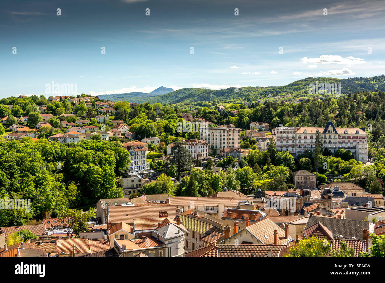 Chatel Guyon. View of the spa town of Chatel-Guyon, chain of Domes in ...