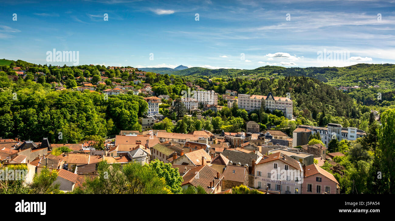 Chatel Guyon. View of the spa town of Chatel-Guyon, chain of Domes in ...