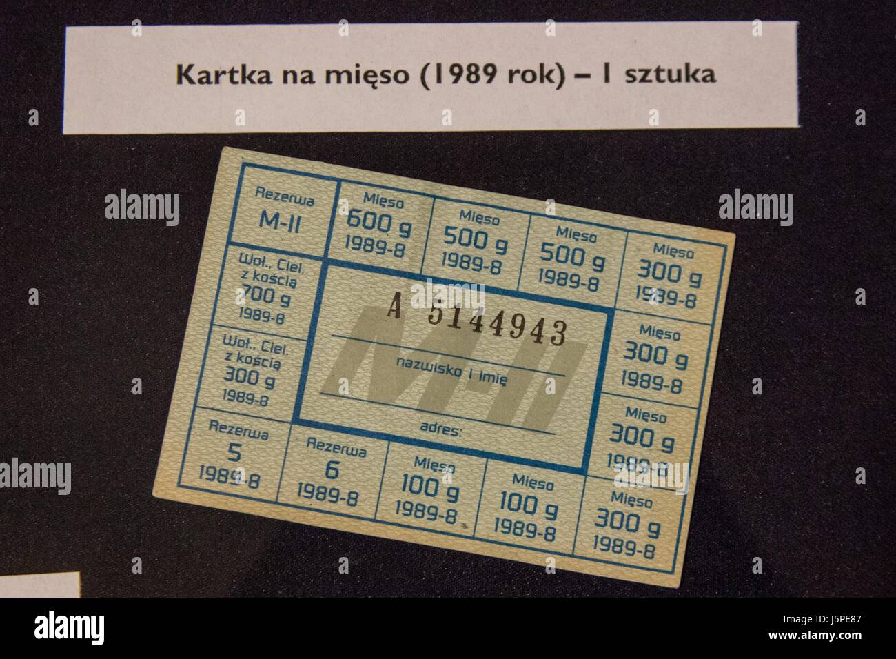 Ration cards used in Poland from August 1976 to July 1989 are exhibited ...