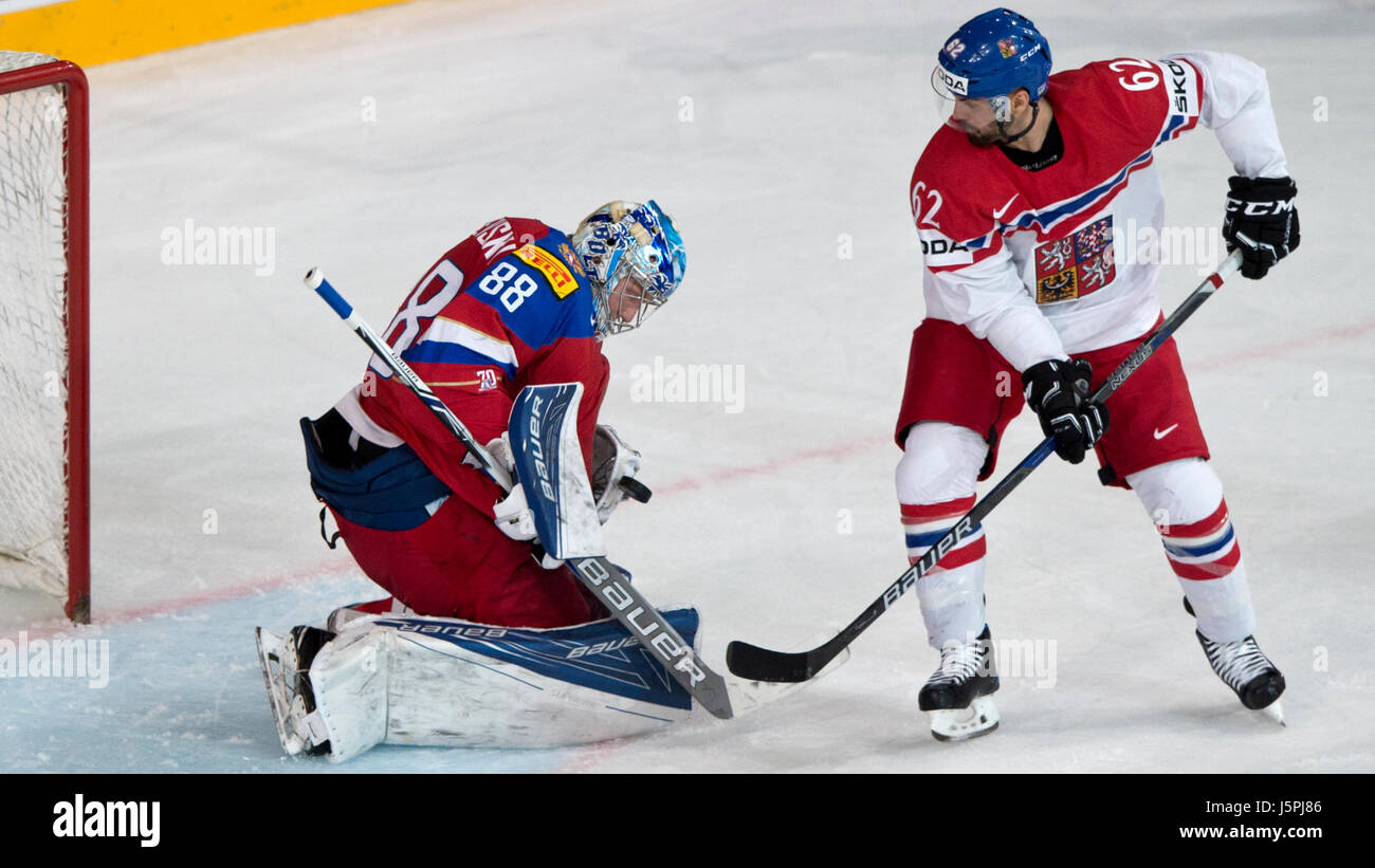 From left: Andrei Vasilevskiy of Russia and Michal Repik of Czech in ...