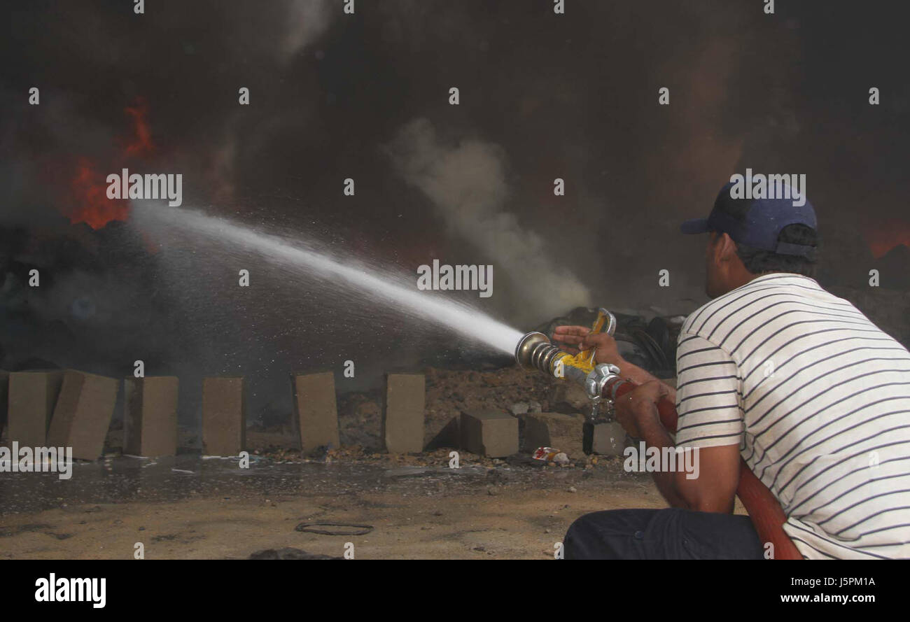 Views of fire eruption at plastic material godown located at dry cargo ...