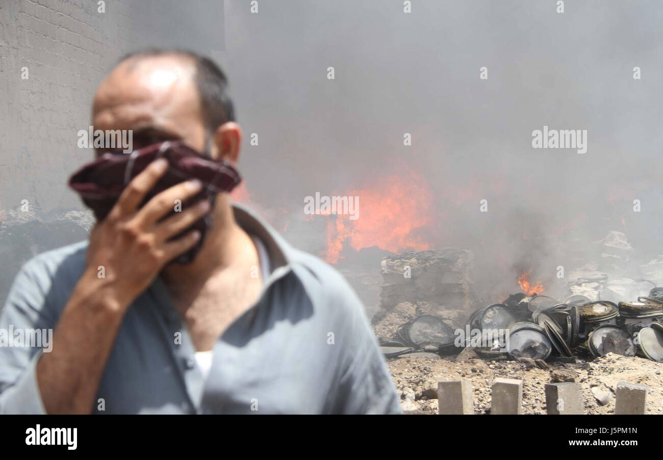 Views of fire eruption at plastic material godown located at dry cargo ...