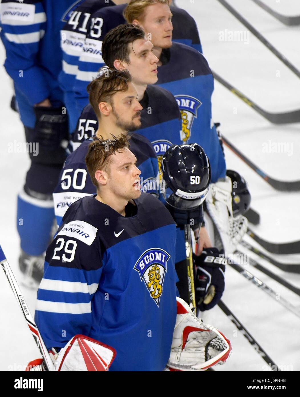 Cologne, Germany. 18th May, 2017. Finnish players and goalkeeper Harri ...