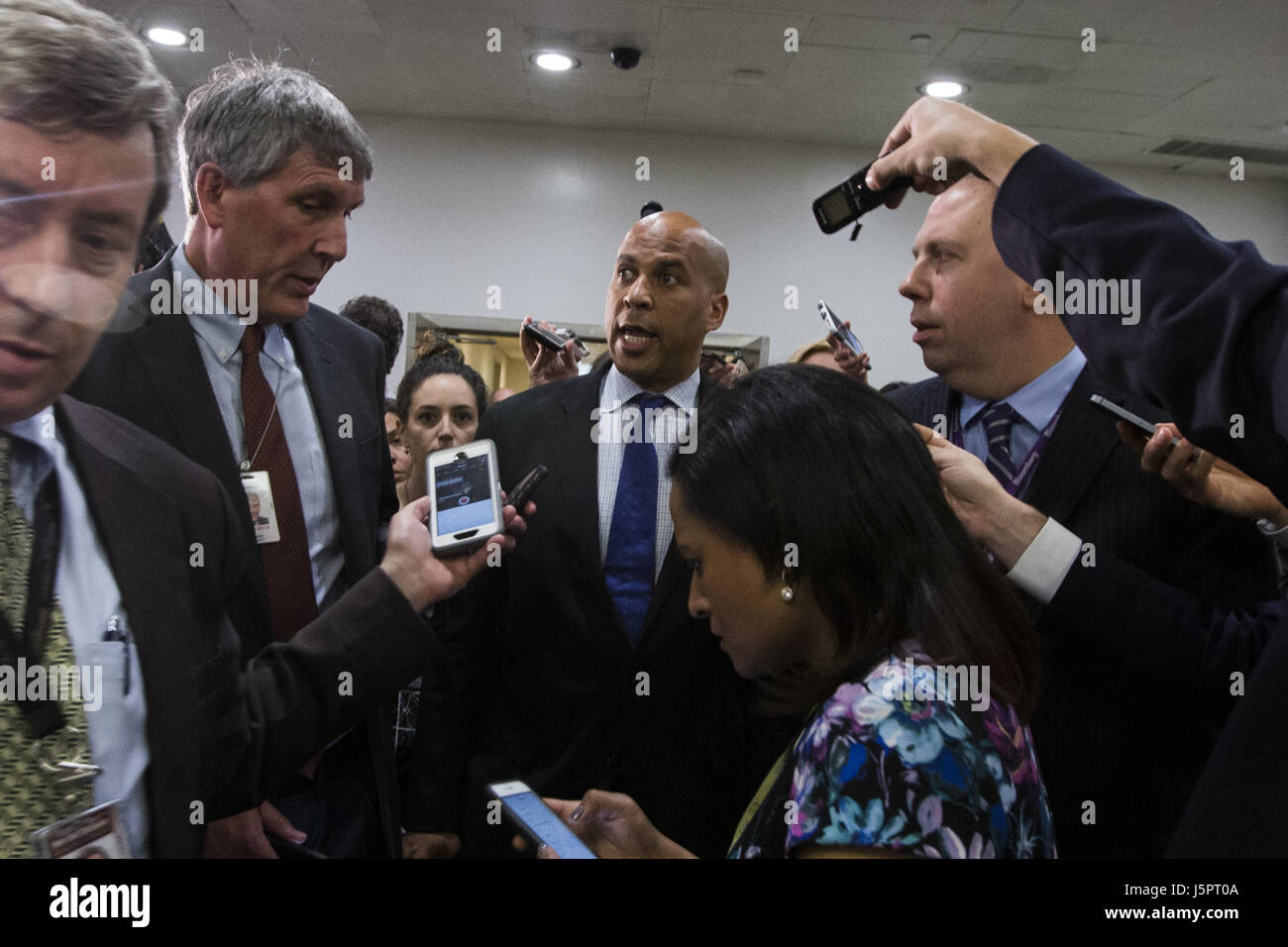 Washington, DC, USA. 18th May, 2017. Senator CORY BOOKER (D-NJ) speaks ...