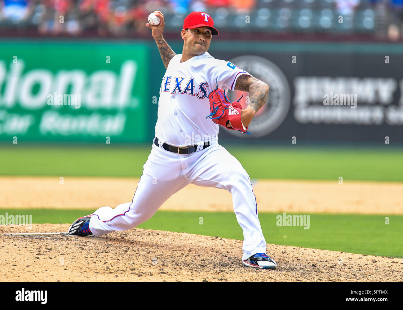 Arlington, Texas, USA. May 18, 2017: Texas Rangers relief pitcher Matt ...