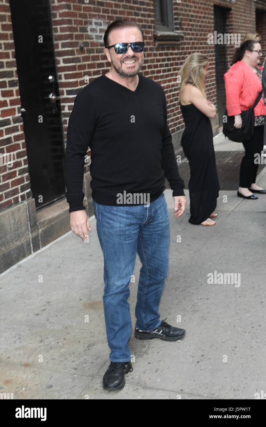 New York, NY, USA. 18th May, 2017. Ricky Gervais arrives at The Late ...