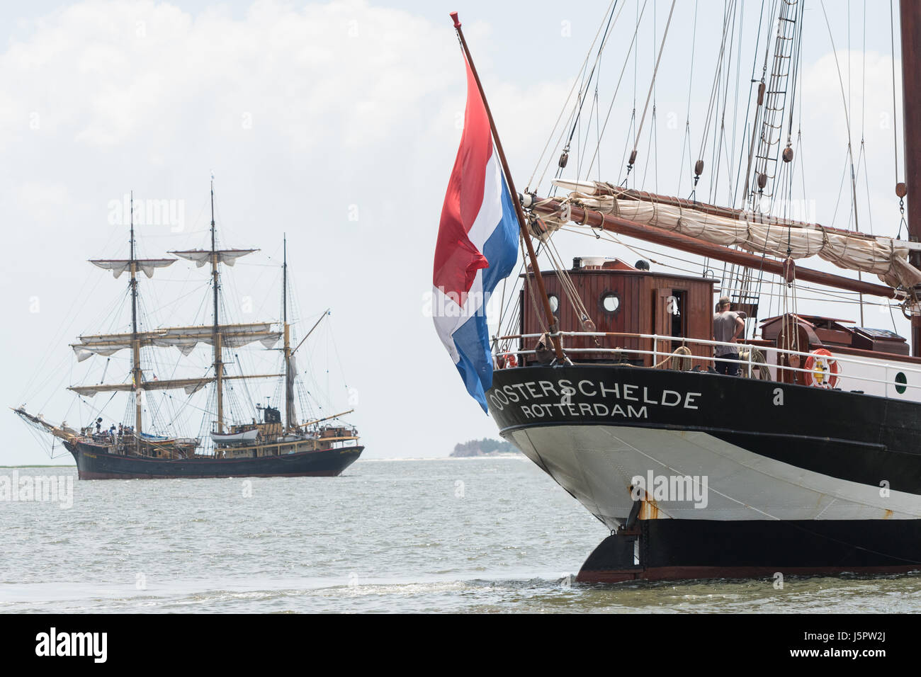 Charleston, USA. 18th May, 2017. The Dutch three-masted schooner ...
