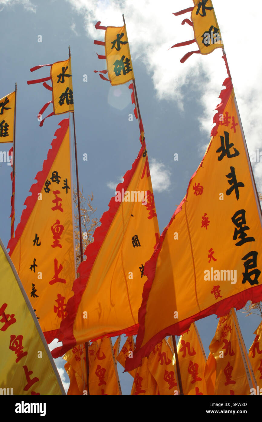 religion religious belief asia thailand parade flags character festival ...