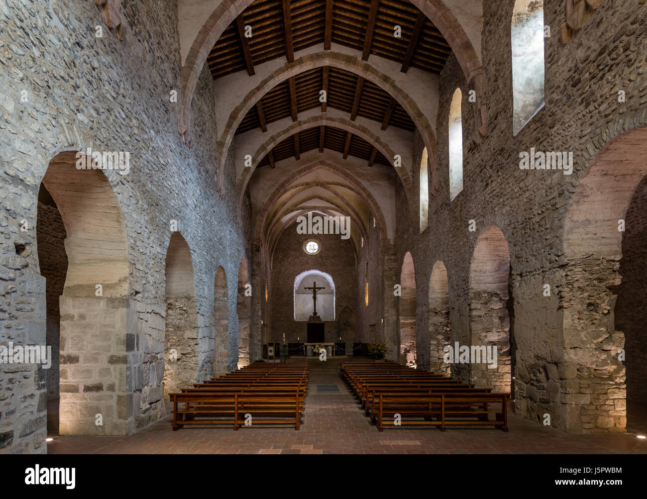 France, Pyrenees Orientales, Codalet, Saint Michel de Cuxa abbey, the ...