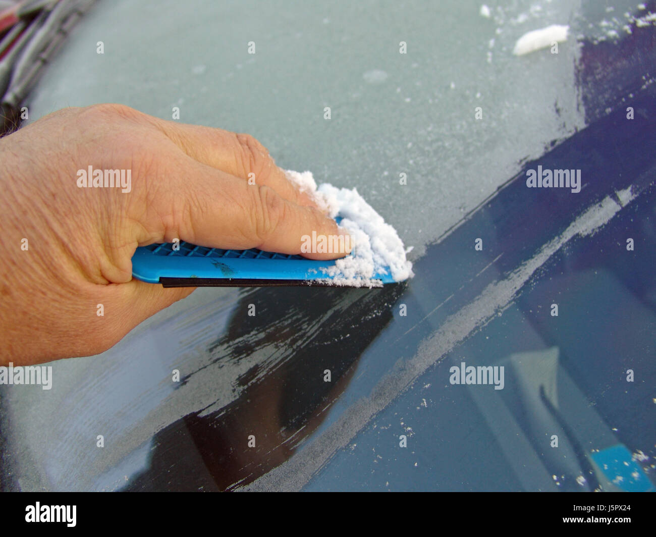 hand winter cold ice disc windscreen icy car component frosty scraper ...