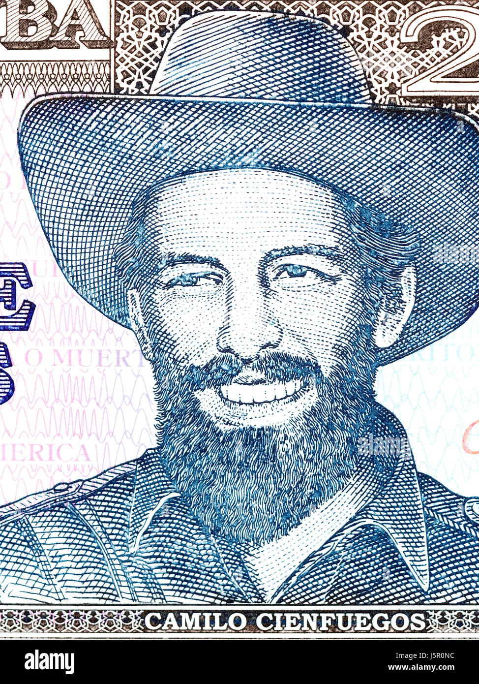 Camilo Cienfuegos Gorriaran portrait from Cuban money Stock Photo - Alamy