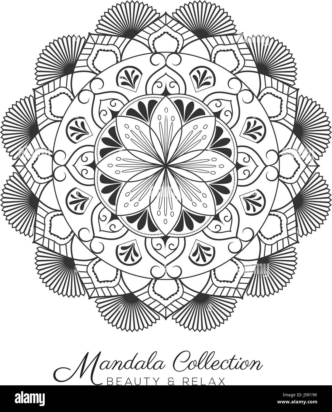Tibetan mandala decorative ornament design for coloring page, greeting ...
