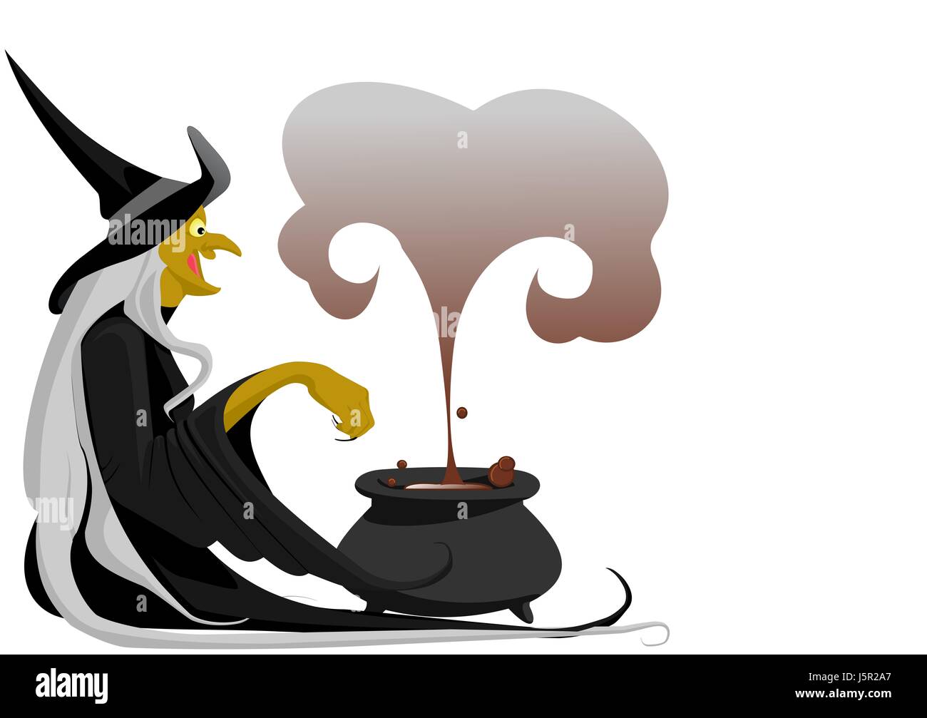 witch with cauldron Stock Photo - Alamy