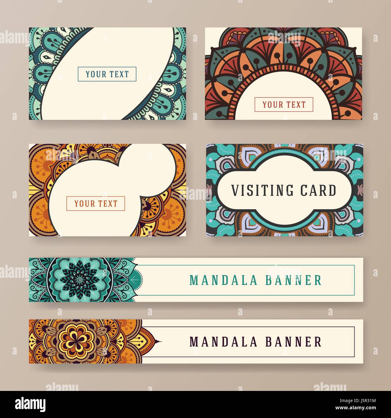 Multipurpose banner and card template with ethnic abstract drawings ...
