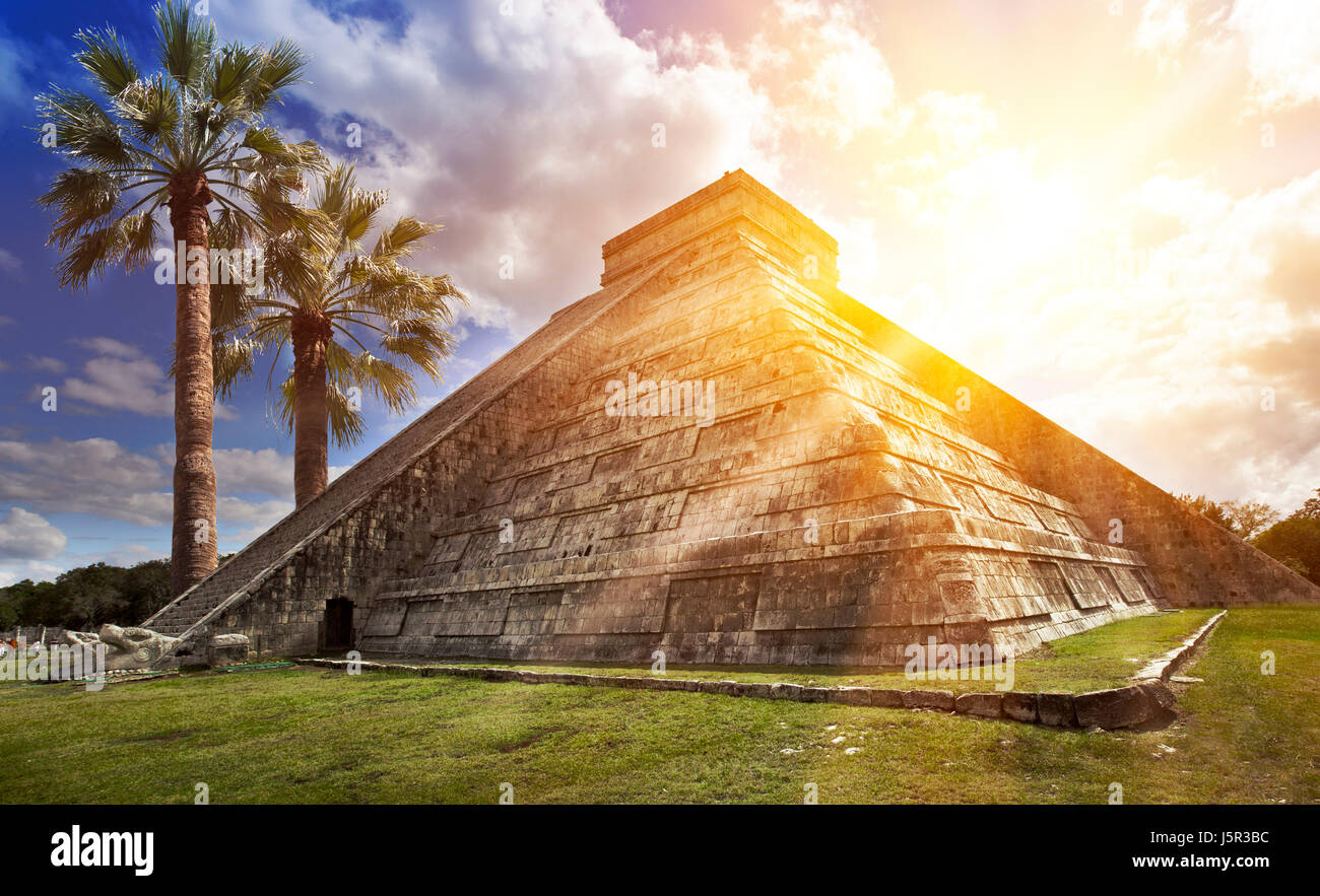 Famous El Castillo pyramid (The Kukulkan Temple, feathered serpent ...