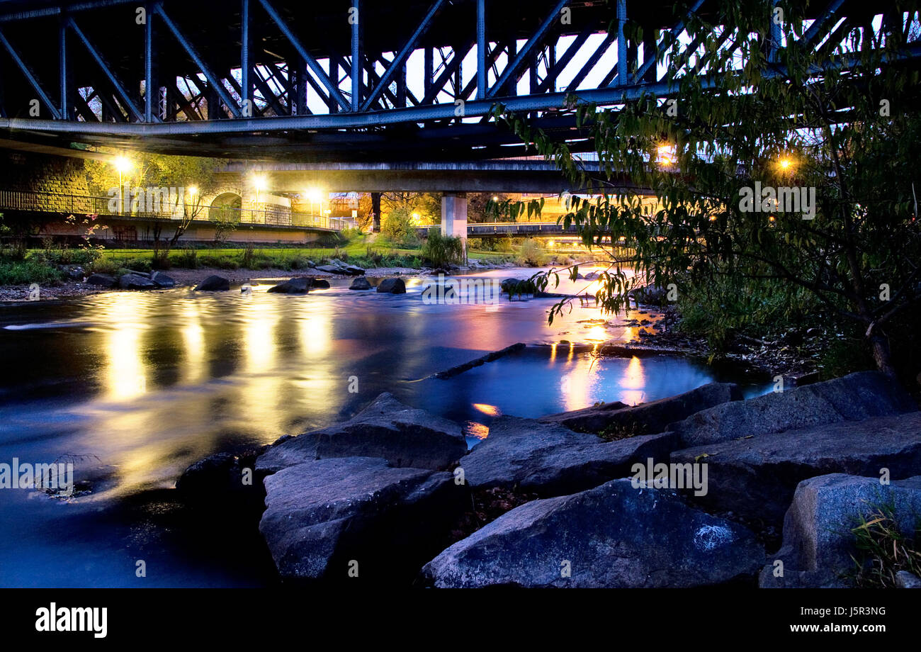 blue hour under the railway bridge Stock Photo - Alamy