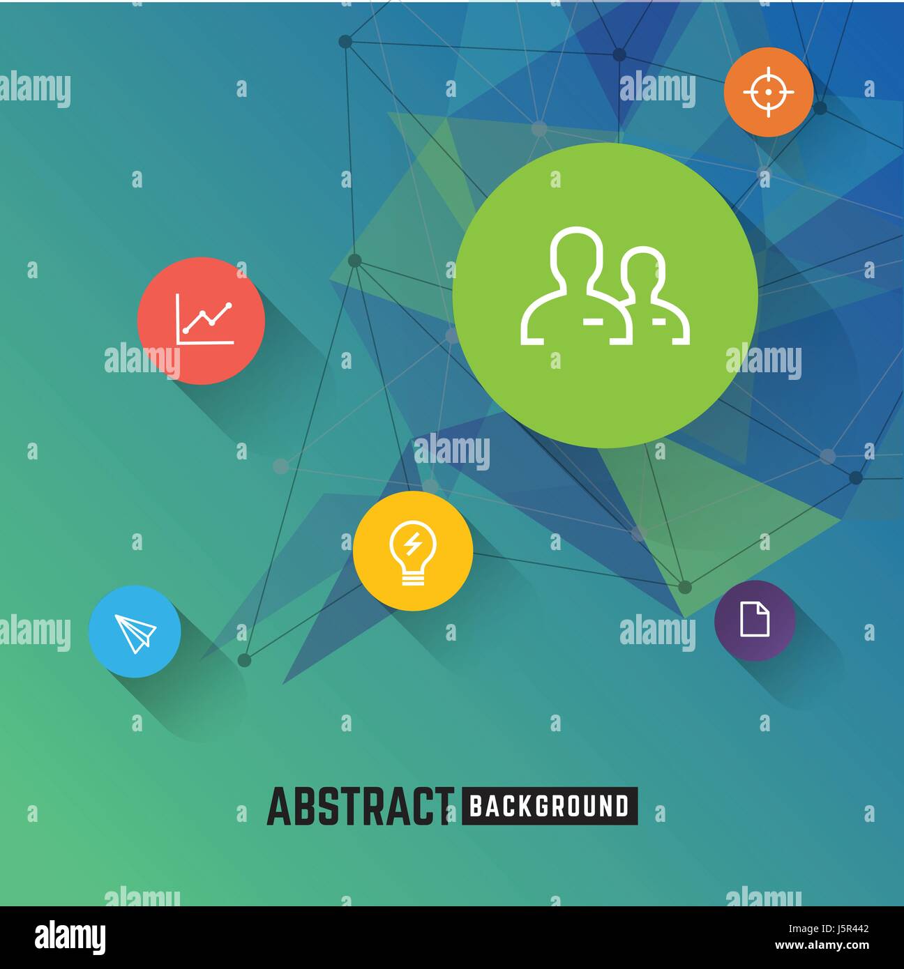 abstract green business and corporate background with icons and sign ...