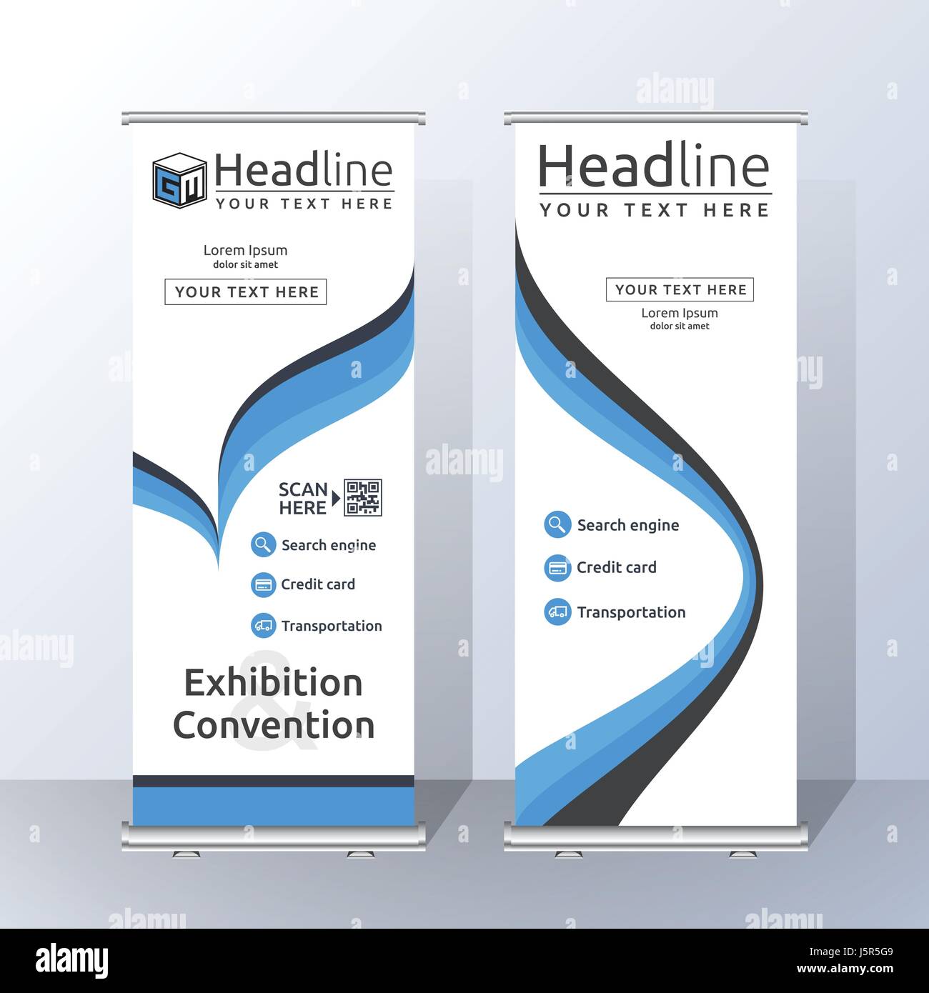 Vertical Roll Up Banner Template Design for Announce and Advertising ...