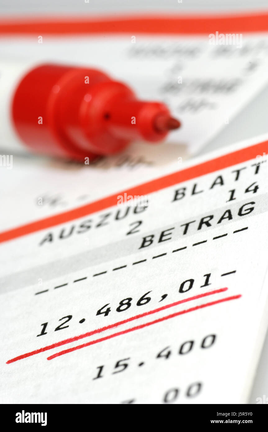 bank statement with debit balance Stock Photo - Alamy