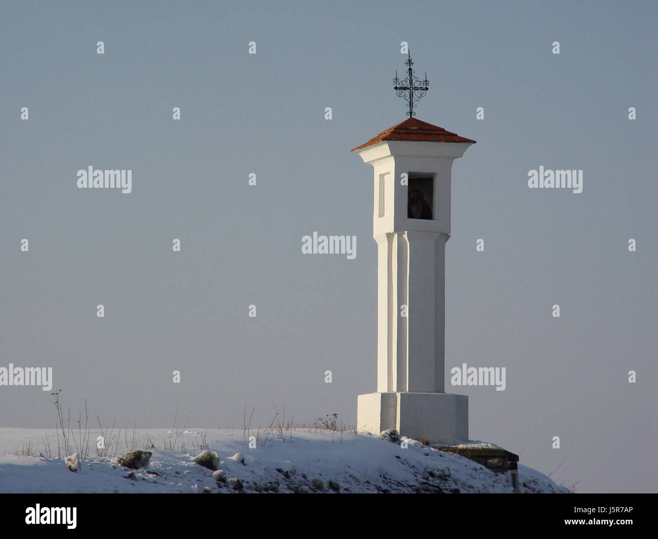 monument winter cold catholic believe memorial stone wayside snow ...