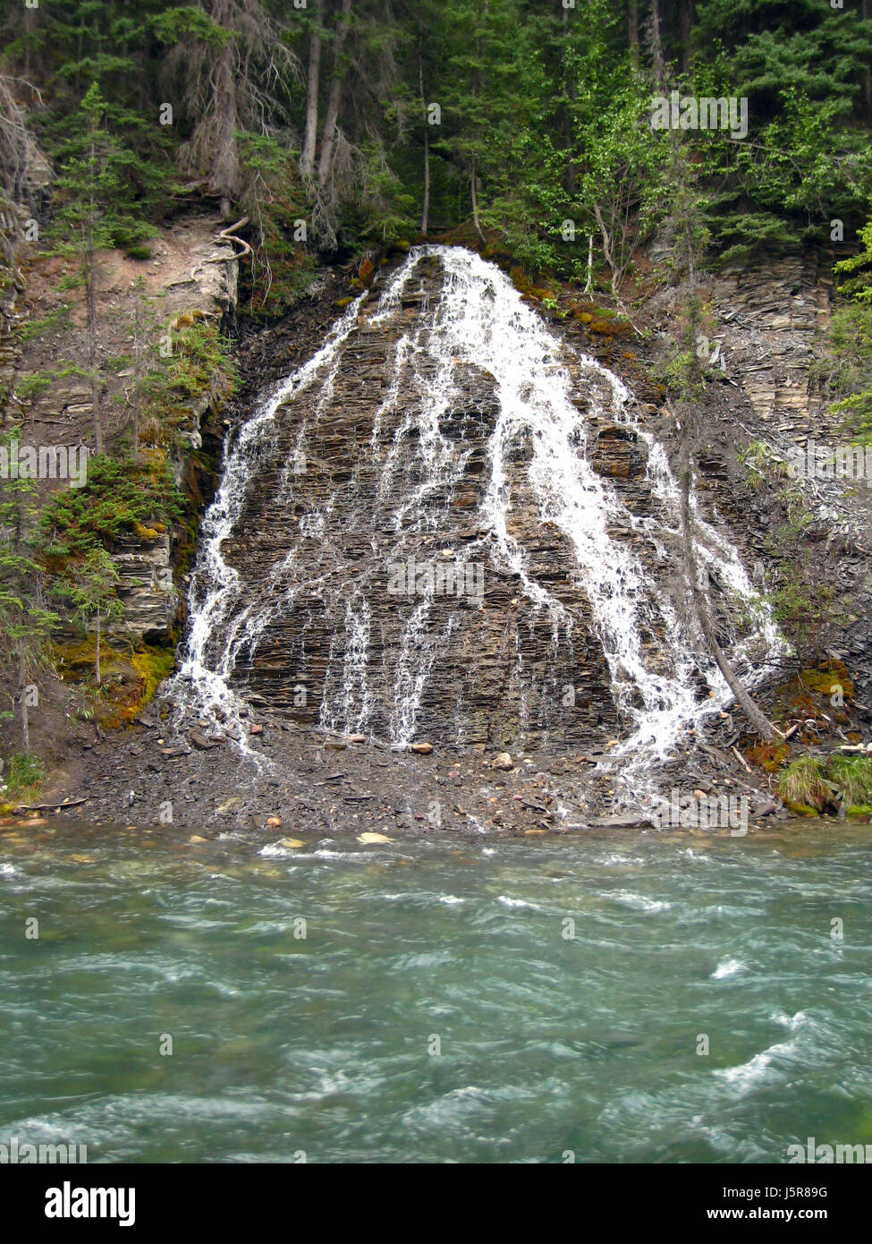 stone summer summerly waterfall drop tear down forest water nature ...