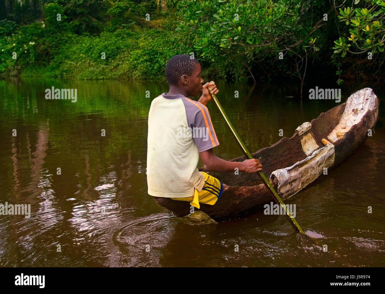 africa jungle fishing boat fisherman african current of the river ...