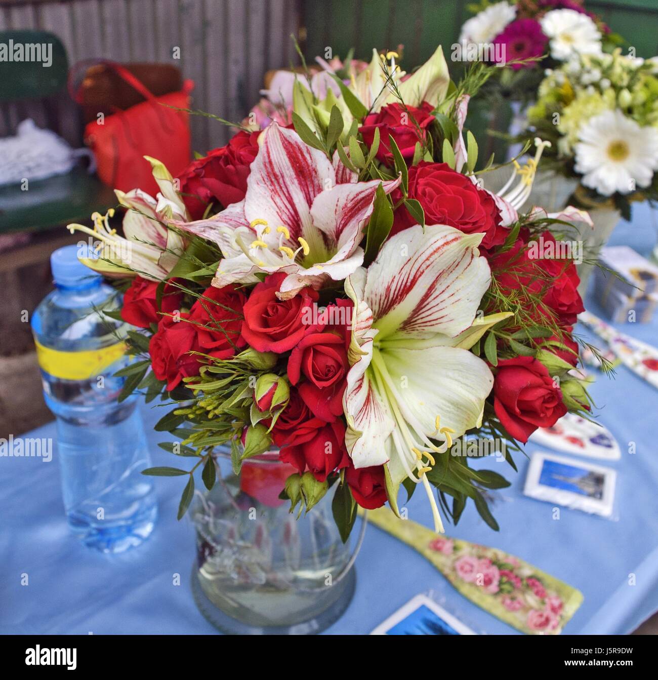 Beautiful, fragrant bouquet of colorful flowers at the market waiting ...