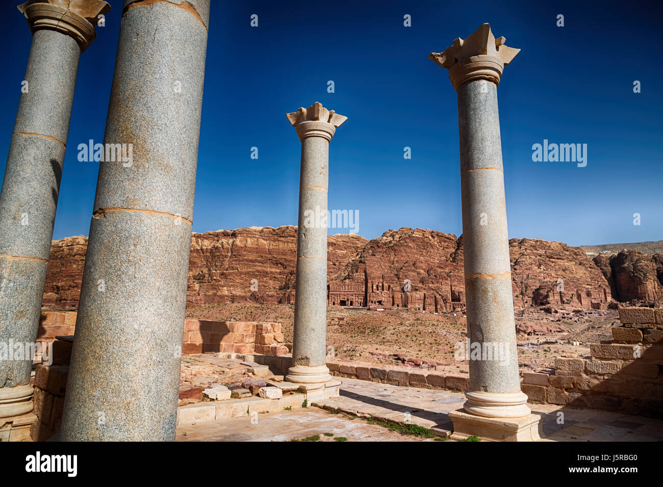in petra jordan the view of the monuments from the ruins of the antique ...