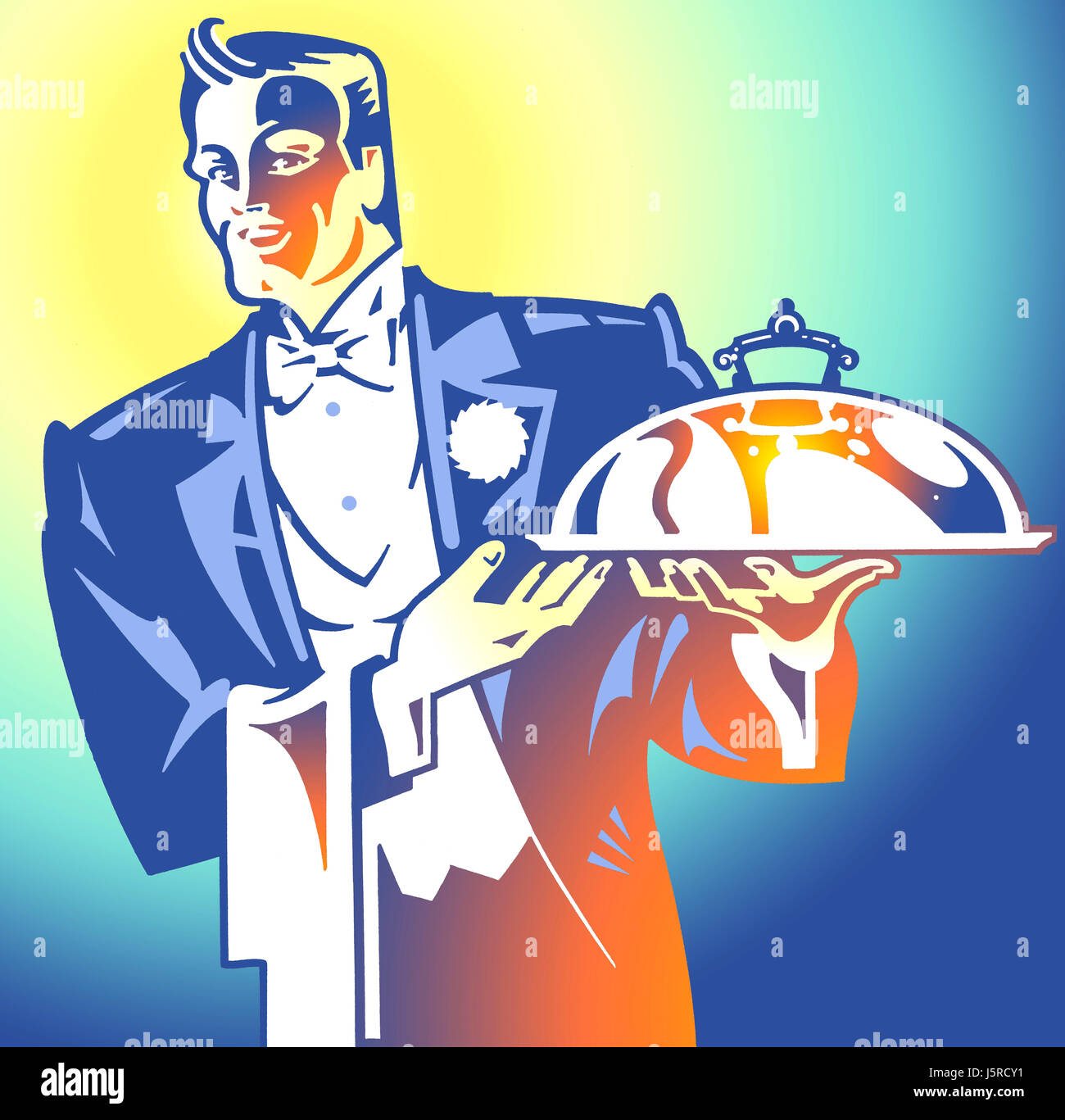 Waiter tray vector vectors hi-res stock photography and images - Alamy