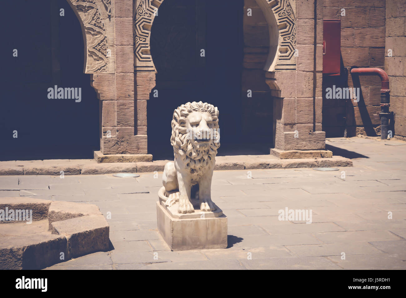 cairo, egypt, may 6, 2017: view of lion statue outside manial Palace ...