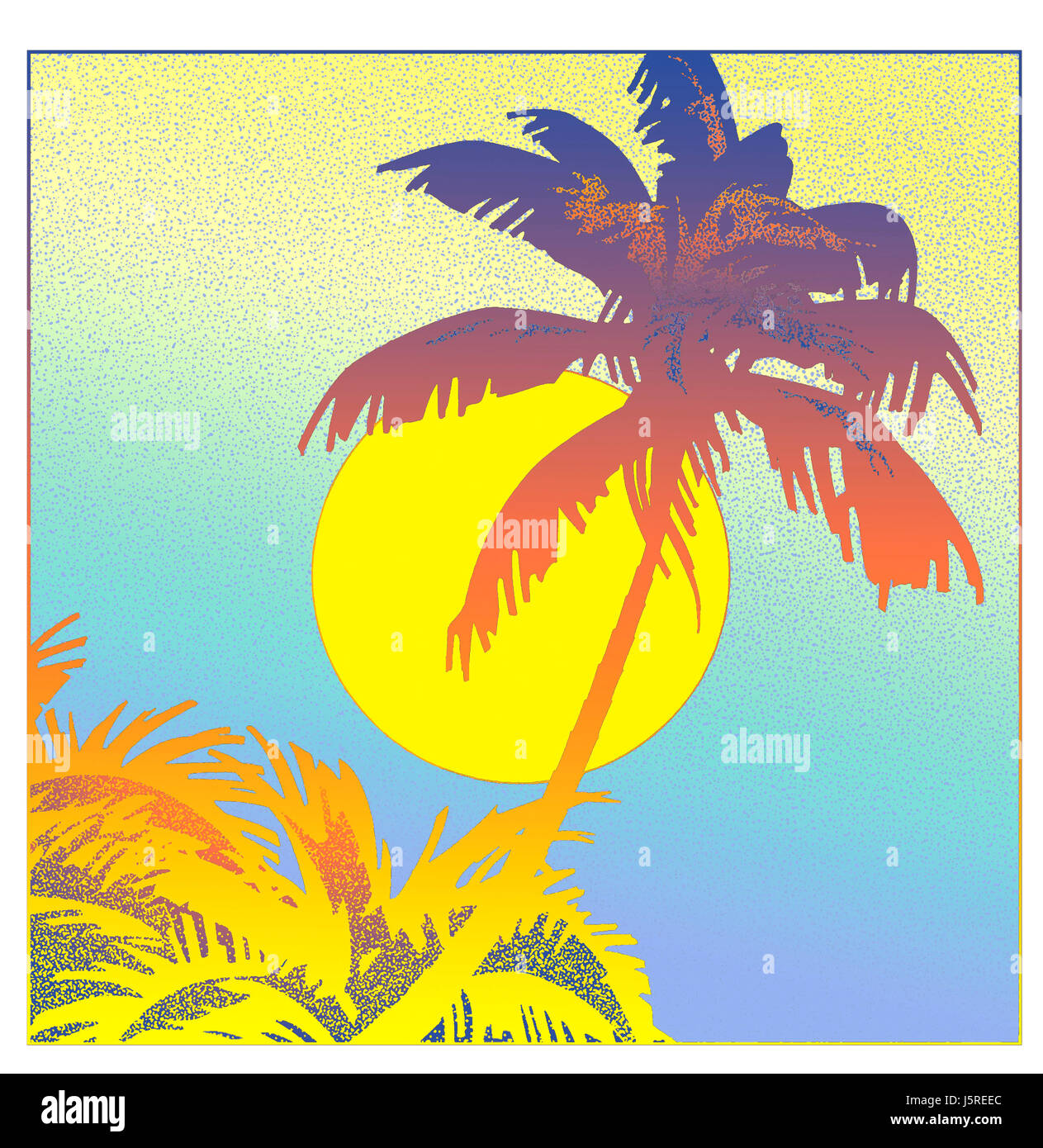 Palm tree with sun hi-res stock photography and images - Alamy