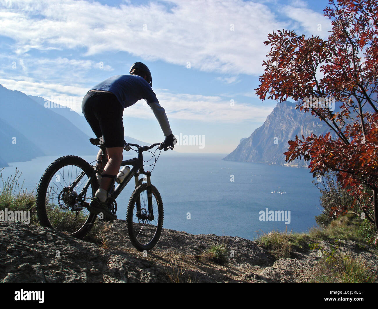 look glancing see view looking peeking looking at action trail bike ...