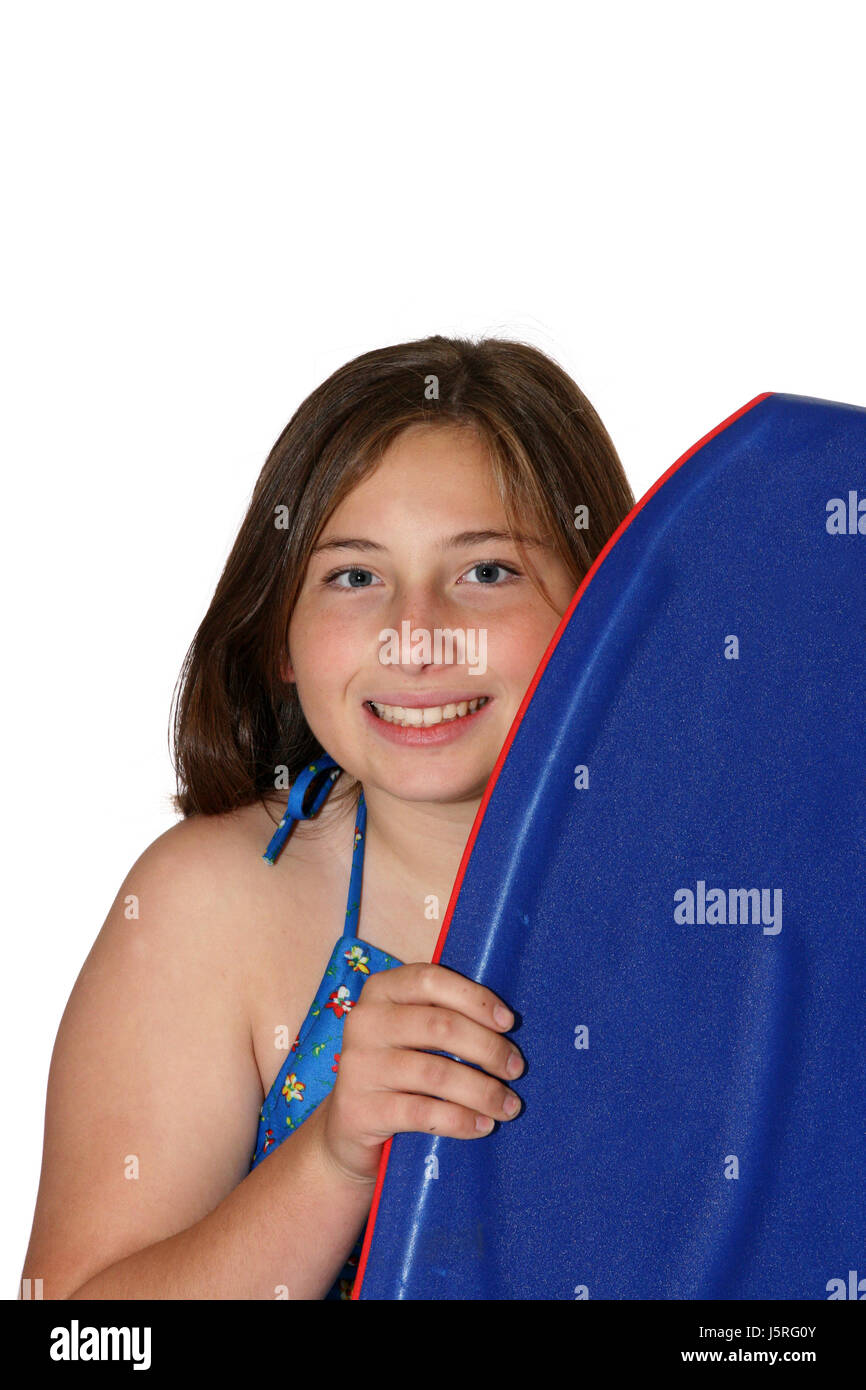 young girl with boogie board Stock Photo - Alamy