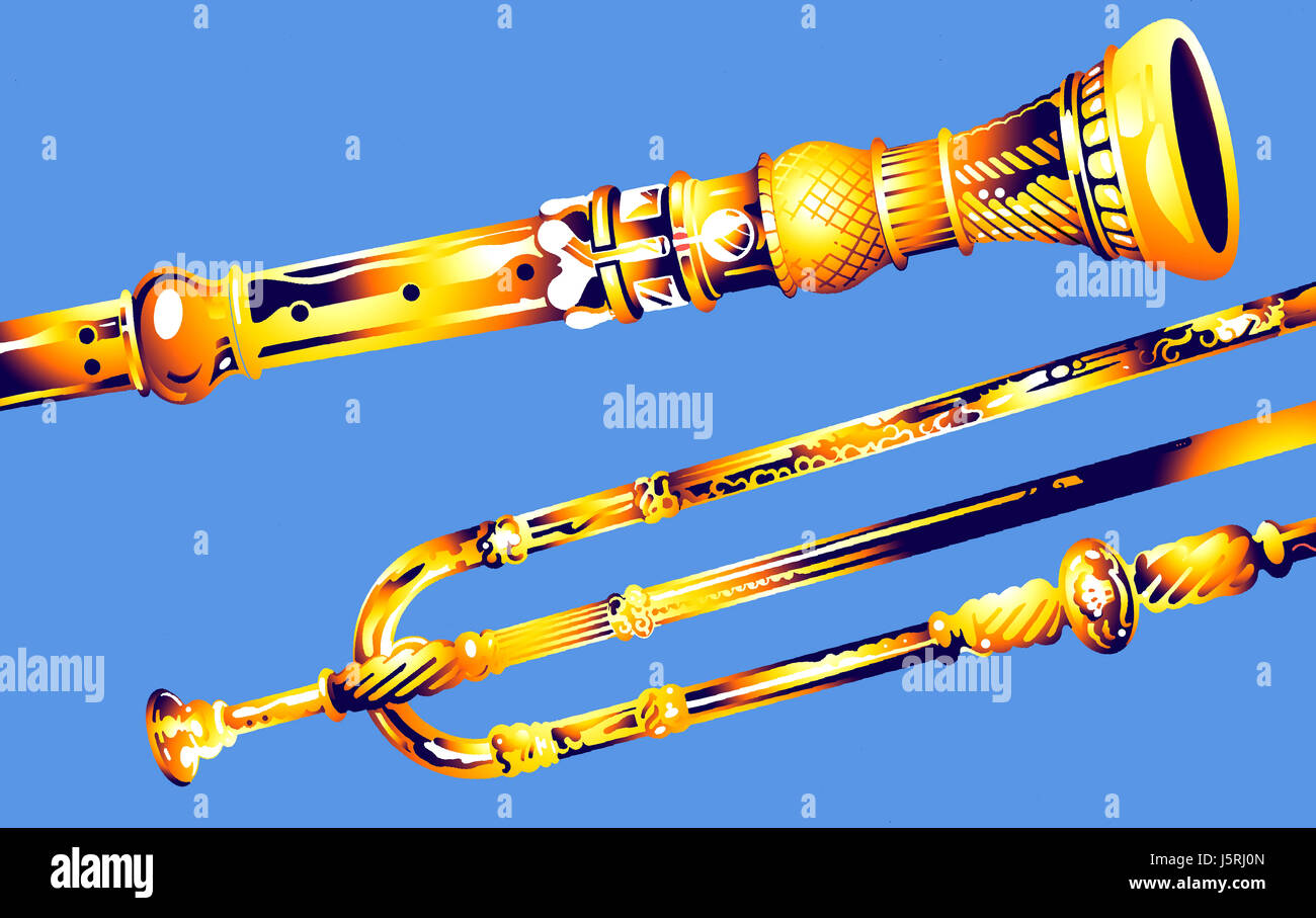 Trumpet on blue background Stock Photo - Alamy