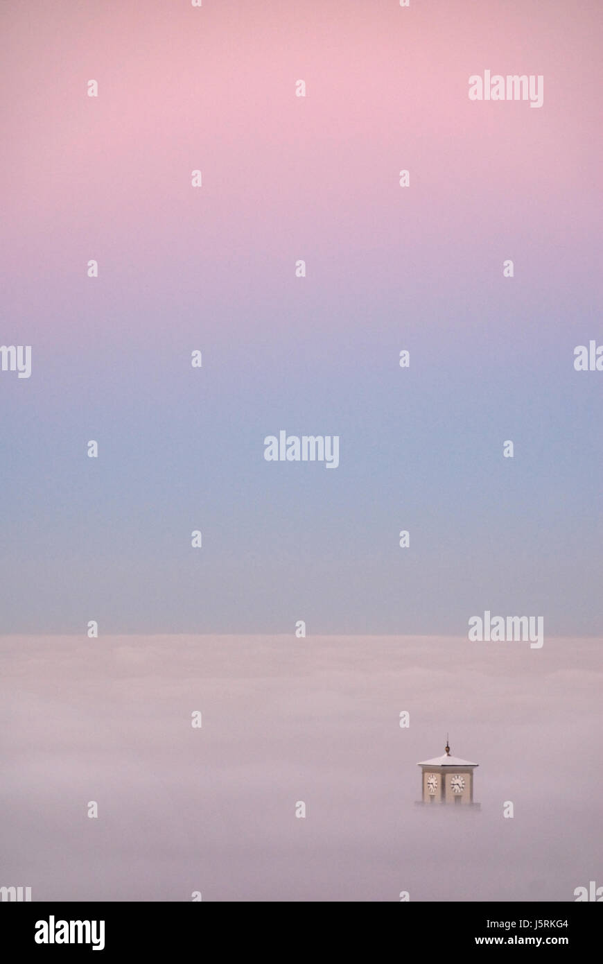 horizon sunset fog evening steeple colour firmament sky colors colours ...