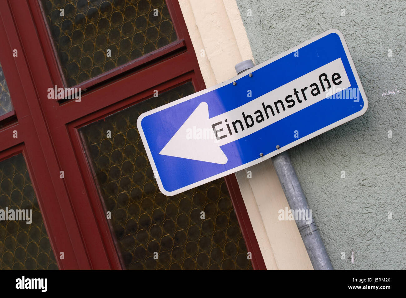 sign signal blue house building entrance direction data informations ...