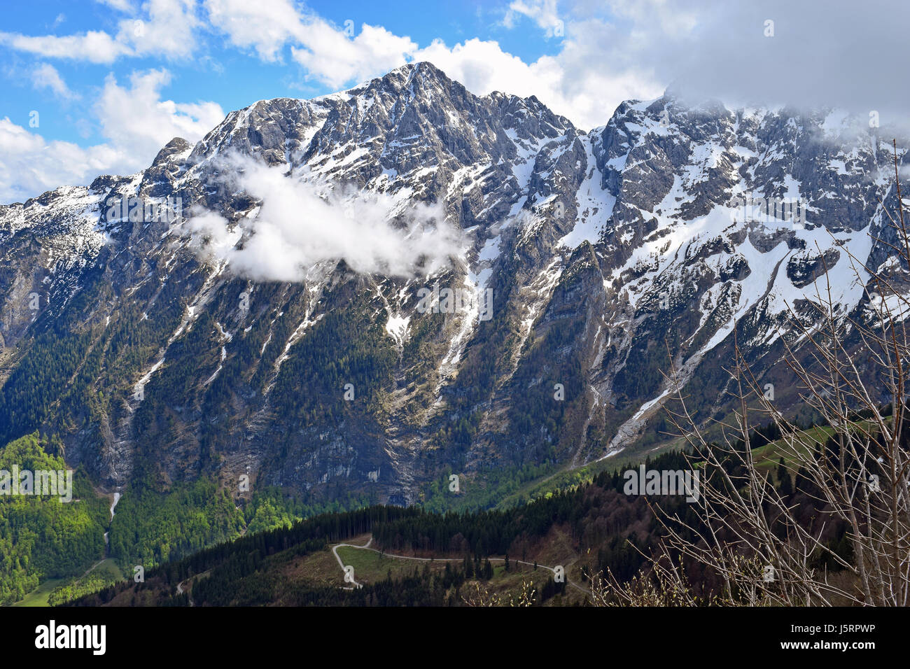 Beautiful alpine landscape from Rossfeldstrasse panorama road on German ...