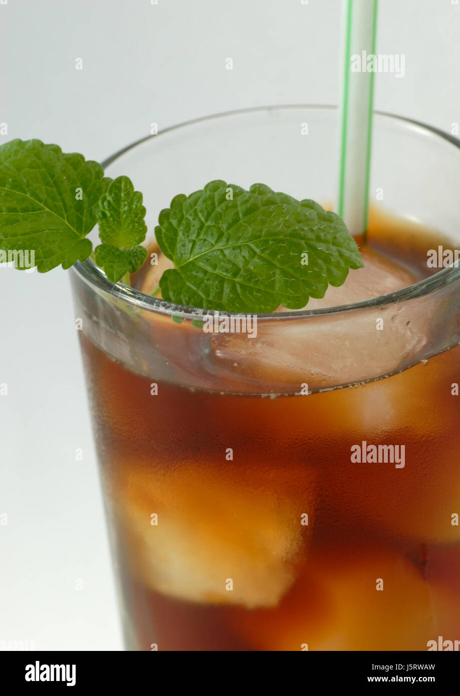 glass coca-cola topped with mint Stock Photo - Alamy