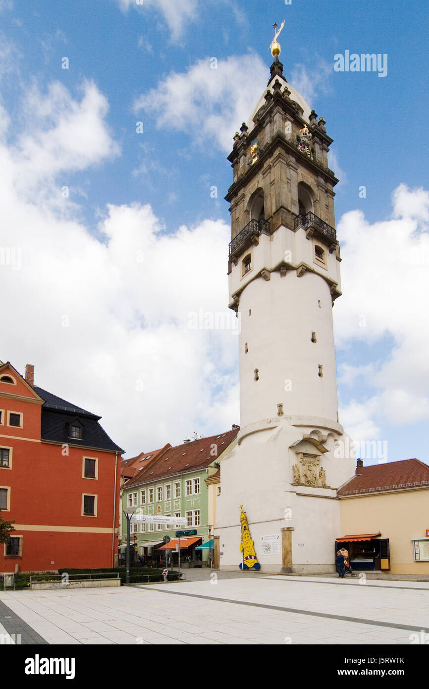 tower city town skew tenements square inclined firmament sky clouds ...