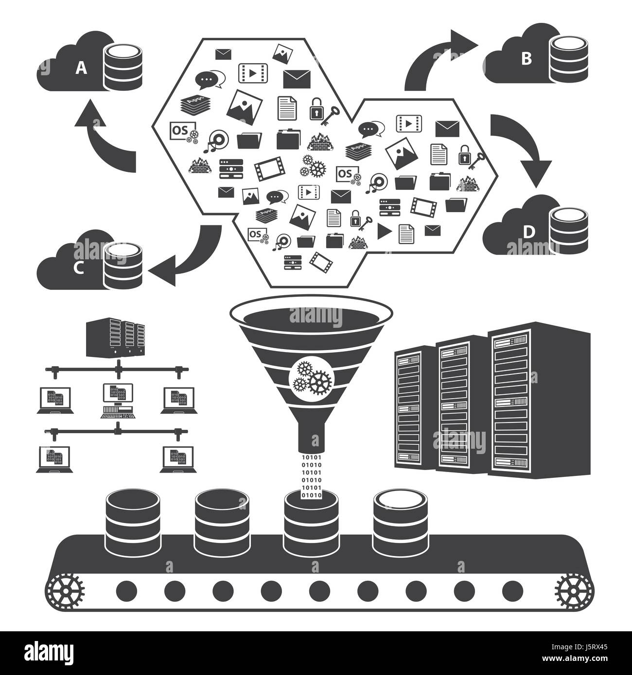 Big Data icons set, Cloud computing concept Stock Vector Image & Art ...