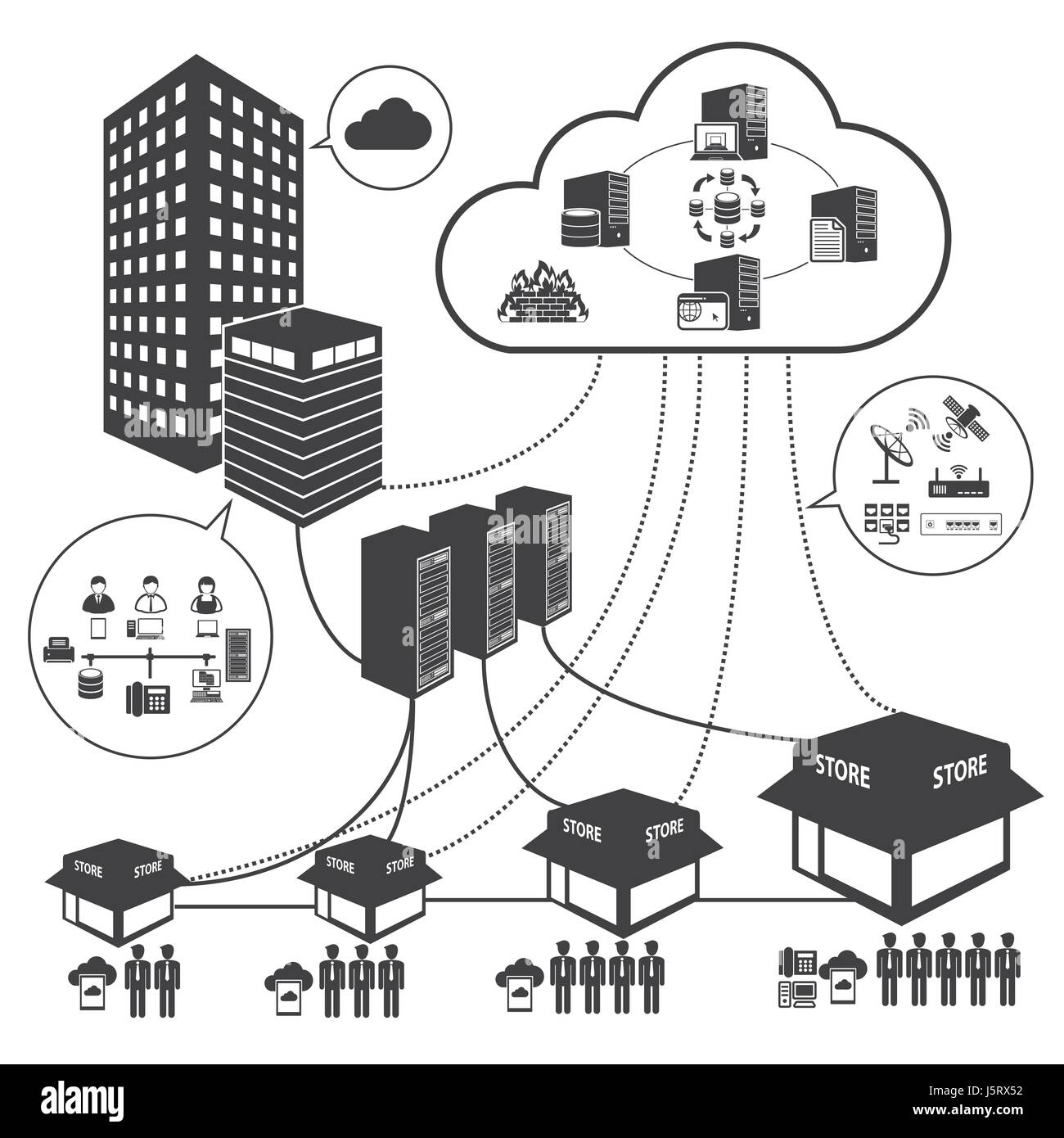 Big Data icons set, Cloud computing and network concept Stock Vector ...
